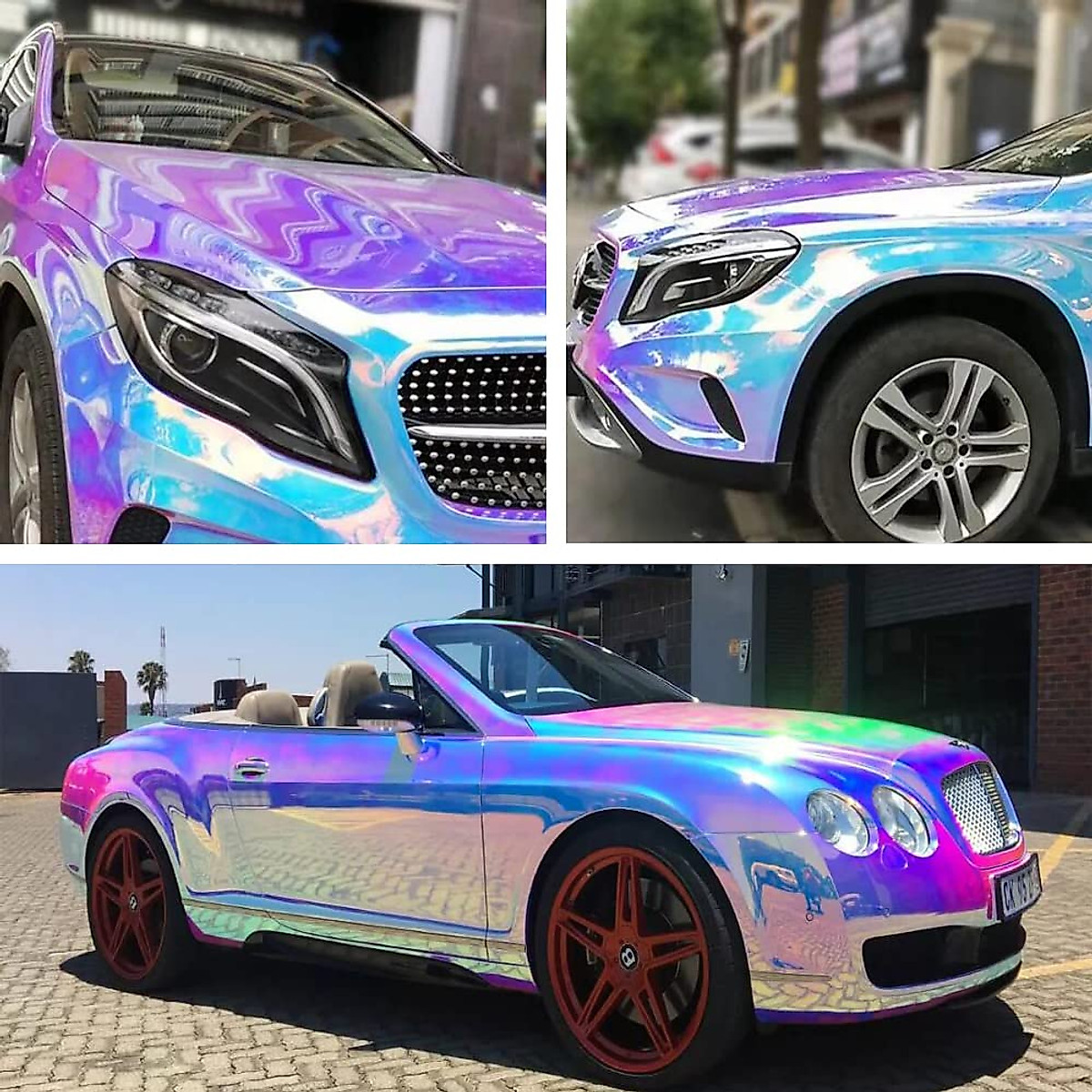 Holographic Rainbow Neo Chrome Car Vinyl Wrap Gloss Air Bubble Free Adhesive Decal Sticker Film Sheet DIY