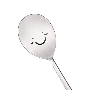 BAPMOO Korean Chopsticks and Spoon Set Combinations Reusable Long Handle Metal Stainless Steel Good for Gift Happy Face & Hangul Characters Engraved Silver