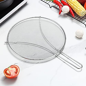 Evanda 12" Splatter Screen for Cooking, Stainless Steel Fine Mesh for Frying Pan, Grease Guard for Pan to Stop Hot Oil Splatter, Protect the Skin From Burns, Safe Cooking Lid