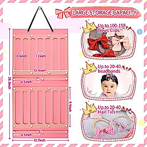 SKYNEO Headbands Holder for Baby Girls, Hanging Headbands Organizer, Baby Bow Holder Organizer w/Heart-Shape Velvet Hangers(Light Pink)