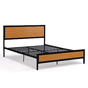 HAUSHECK Queen Size Platform Bed Frame, Industrial Stlye Metal Bed Frame w/Headboard & Footboard, Bedframe No Box Spring Needed for Kids, Teen, Adults, Strong Steel Slat Support Mattress Foundation
