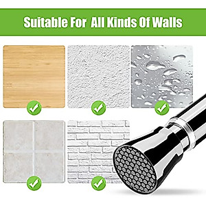 AIZESI Spring Tension Curtain Rods 28 to 48 Inch Black Shower Rod Tension Rods Never Rust Non-slip Shower Curtain Rod Tension No Drill Adjustable Curtain Rods Spring Tension Rod for Window or Shower