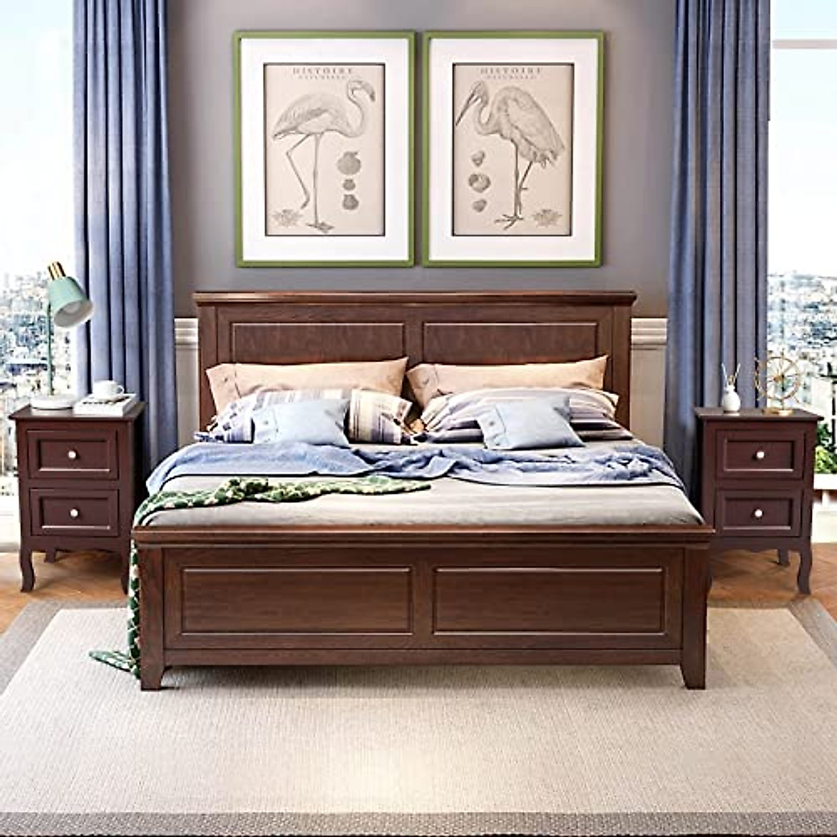 Lestar Night Table Set of 2, Modern Wood Night Stand End Table Wooden Bed Side Tables with 2 Drawers Large Storage Space for Bedroom Living Room, Size 15.74"(W) x 11.81"(D) x 23.66"(H)