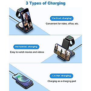 ZUBARR Foldable Wireless Charger for Multiple Devices 3 in 1 Wireless Charging Station for iPhone13 12 11/Pro/Mini/XS/XR,Wireless Charging Stand for Apple Watch SE/7/6/5/4/3/2, AirPods Wireless/Pro