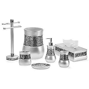 Creative Scents Countertop Towel Stand, Decorative Fingertip Towel Holder, Durable Resin Free Standing Towel Rack, for Elegant Counter Top Bathroom/Shower/Kitchen Decor (Silver)