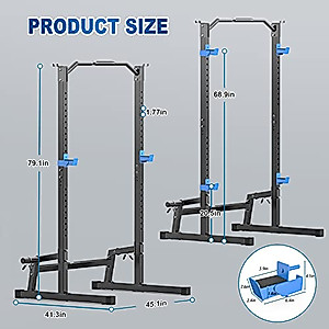 JX FITNESS Squat Rack Power Rack with Pull Up Bar,Adjustable Power Cage Exercise Squat Stand with Barbell Holder Weight Plate Storage Pegs,Weight Lifting Workout Station for Home Gym