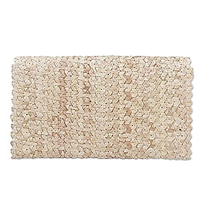 Handmade Trance in Ivory - Ivory Palm Leaf Clutch Handbag, Polyester Lining with Magnetic Closure, Zippered Interior Pocket, Clutch Bag For Women Woven Purse Summer Beach, Christmas Gifts for Women