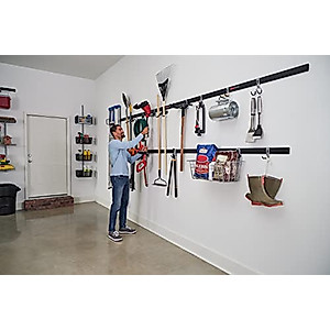 Rubbermaid 24-Piece FastTrack Garage Wall-Mounted Storage Kit, 6 Rails and 18 Hooks, for Home/House/Tool/Sports/Equipment/Utility Purposes
