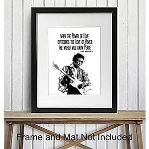 Jimi Hendrix Poster,- Inspirational Wall Art Print - Graffiti Street Art, Urban Home or Wall Decor - Gift for 60's Music, Woodstock Fans, Guitarists, Musicians - 8x10 Quote Photo Picture