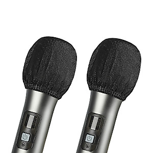 200 Pcs Disposable Microphone Cover Non-Woven Handheld Microphone Windscreen Protective Cap for Recording Room, KTV and Any Shared Environment (Black)