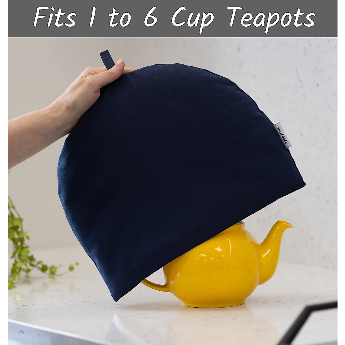 Muldale Large Tea Cozy for Teapot - Oxford Navy - Teapot Cozy Cover Insulated to Keep Warm Thermal 100% Cotton Extra Thick Wadding - Made in England - Tea Cozies Covers Fit 1 to 6 Cup