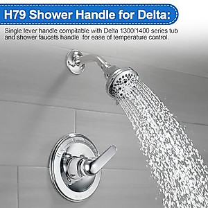 H79 Faucet Handle Compatible with Delta Tub & Shower Single Metal Lever Handle, Black Shower Handle Replacement for Delta 1300/1400 Series Tub Faucet, Shower Replacement Parts with Screw & Wrench