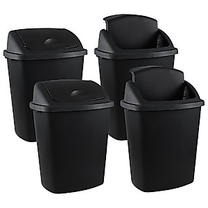Uumitty Kitchen Trash Can 18.5 Gallon with Swing Lid, 70L Plastic Tall Garbage Can Outdoor and Indoor, Perfect for Commercial Offices, Home Office, 4 Pack