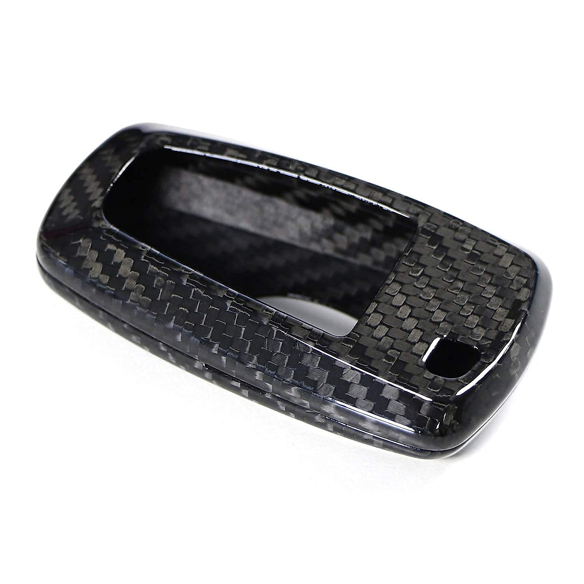 iJDMTOY, Compatible with Ford 2018-up Mustang F150 F250 Explorer Expedition 4-Button Keyless Smart Key Real/Genuine Gloss Black Carbon Fiber Key Fob Shell Cover