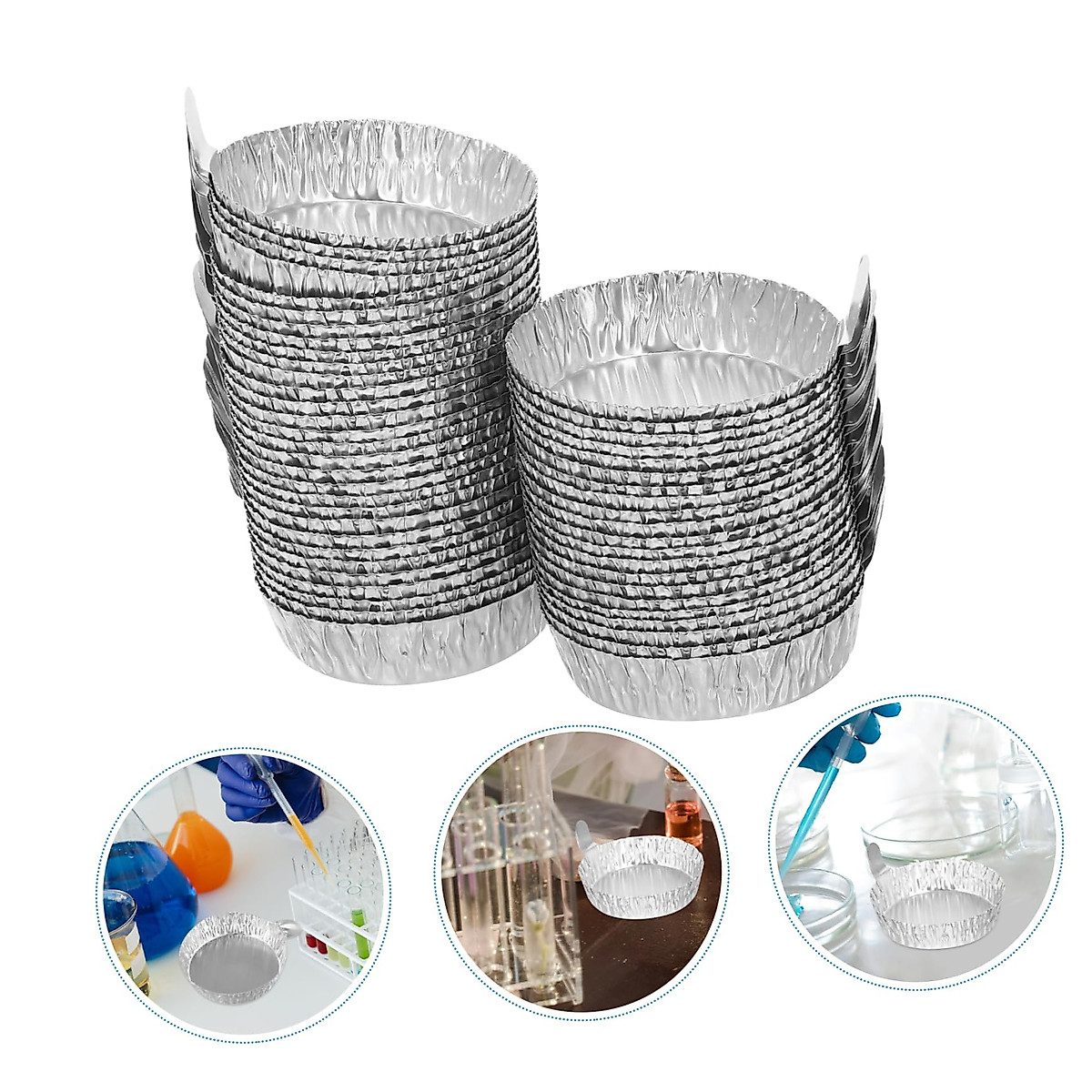 SEWOART 50Pcs Aluminum Foil Weighing Plates Disposable Weighing Trays for Labs Sample Weighing Pans Lightweight Aluminum Foil Pans for Accurate Measurements
