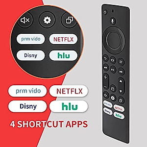 NS-RCFNA-21 Voice Replacement Remote Control for Insignia and Toshiba Fire Smart TVs with 4 Shortcut Buttons (PrimeVideo Netflix Disney+ Hulu)