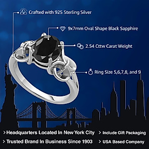 Gem Stone King 925 Sterling Silver Oval Gemstone Birthstone Engagement Ring | Oval 9X7MM | Wedding Anniversary Promise Ring For Women | Available in size 5, 6, 7, 8, 9