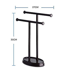 SLSFJLKJ Space Saving Household Floor Standing Storage Rack Double Layer Stainless Steel Solid Towel Stand ( Color : E )