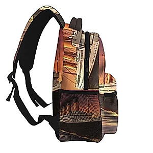 Multi leisure backpack,Titanic Sunset,Travel Sports School Bag for Adult Youth College Students