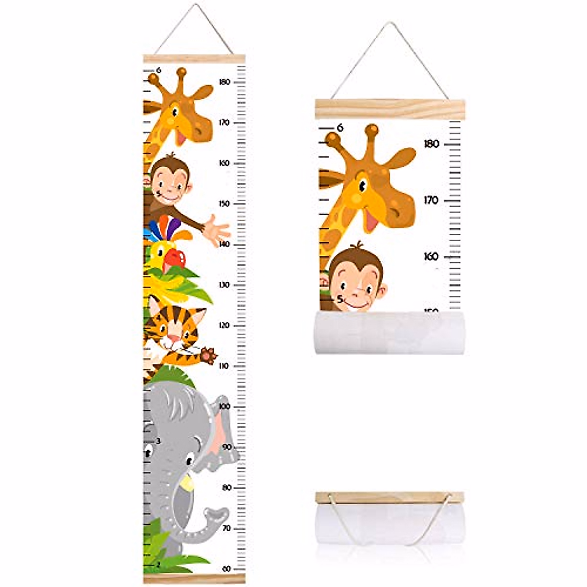 Animals Growth Chart for Kids, Baby Height Chart, Canvas Height Measuring Rulers for Boys Girls (Animals 1)