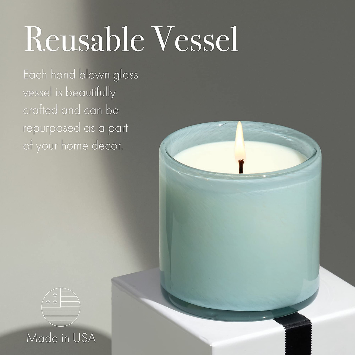 LAFCO New York Classic Candle, Marine - 6.5 oz - 50-Hour Burn Time - Reusable, Hand Blown Glass Vessel - Made in The USA