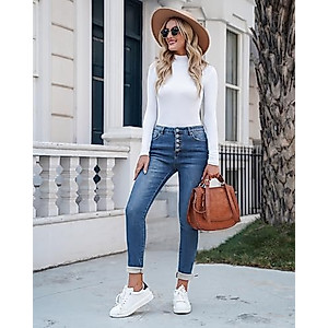 GRAPENT Cute Winter Outfits for Women Fleece Lined Jeggings Womens Jeans Skinny Denim Jeggings Slimming Jeans Slim Jeans Color Classic Blue Size L Large Size 12 Size 14