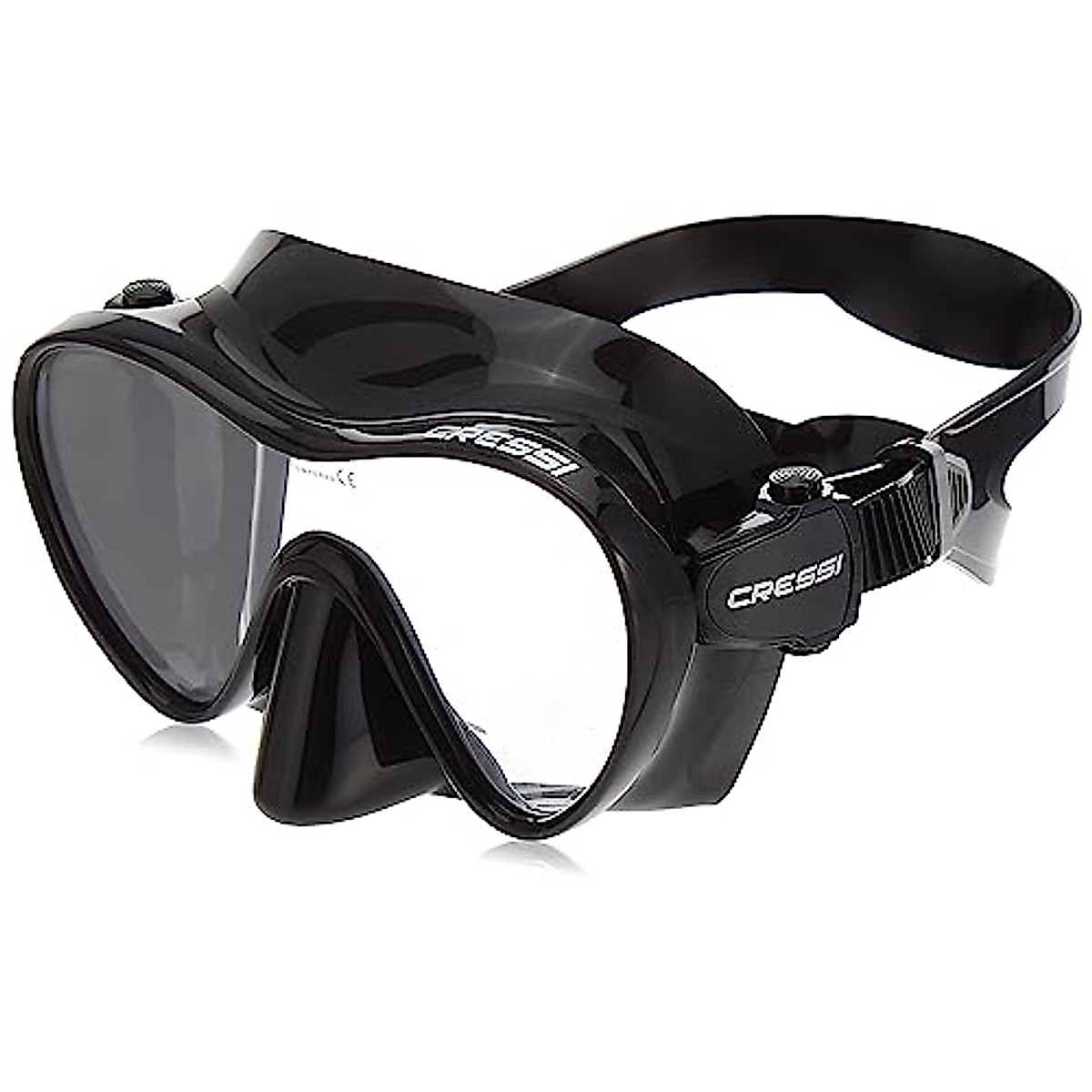 Cressi F One Frameless Scuba Snorkel Mask, Silicone Skirt for Scuba Diving and Snorkeling Dive Mask - Schwarz & Supernova Dry, Black/Black