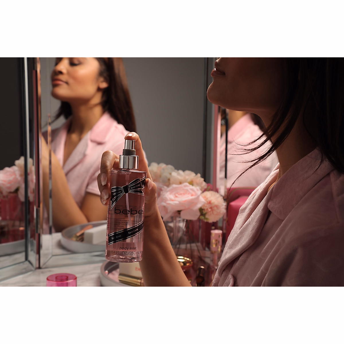 Bebe Silver Body Mist - Body Spray for Women with Mango, Tuberose, Peony, Jasmine, Rose, Cedarwood, Musk, and Sandalwood Long-Lasting Fragrance Mist - 8.4 Fl Oz