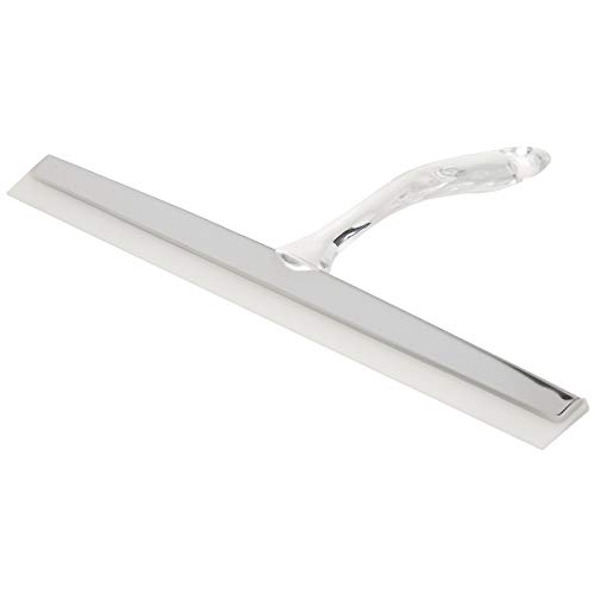iDesign Zia Metal and Plastic Bathroom Squeegee for Shower, Glass Doors, Floors, Mirrors, with Suction Hook Holder , 12 Inches, Clear and Stainless Steel
