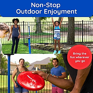 Giggle N Go Yard Games for Adults and Kids - Outdoor Polish Horseshoes Game Set for Backyard and Lawn with Frisbee, Bottle Stands, Poles and Storage Bag﻿, Easter Basket Stuffers Gifts for Kids.