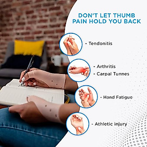 DropSky [4pcs] Gel Wrist Thumb Support Braces Soft Waterproof Breathable, Relief Pain Carpal Tunnel, Arthritis Thumb, Fits Both Hands, Lightweight, Therapy Rubber-Latex, Stabilizer Support (Nude)