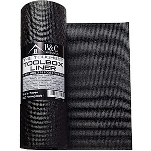 B&C Home Goods Tool Box Liner - Drawer Liner w/ Black Anti Slip Toolbox Matting - Box Liners to Protect Your Tools - Easily Adjustable to Fit Any Size