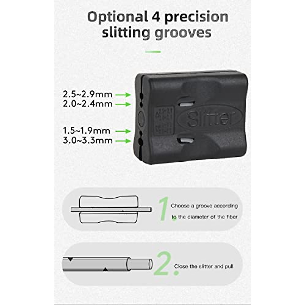 Two Pieces per Pack Mid Span Cable Slitter 4 Precision Slitting Grooves For Cable 1.5-3.3mm Alloy Forging Sharp Blade Easy Operation to Open Fiber Jackets and Loose Buffer Tubes