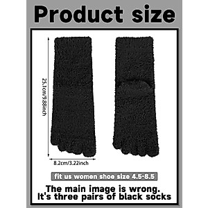 Bencailor 3 Pairs Women Toe Socks Fuzzy Toe Socks Warm Winter Toe Socks Five Toe Socks for Women Men, Size 5-8(Black)