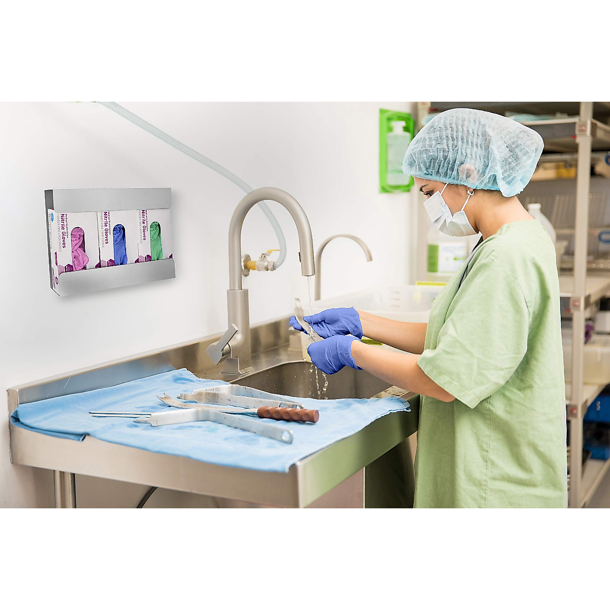 Omnimed 305302-2023 Glove Dispenser, 3 Box Capacity, Silver