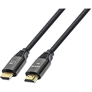 Manhattan 8K Ultra High Speed HDMI Cable with Ethernet – Certified 2.1-3ft, 7ft, 10ft - 4k 120hz, 8K 60hz, 48Gbps, Gold Contacts, Braided Cord –Lifetime Mfg Warranty -for Gaming, PS5, Xbox, TV, Roku