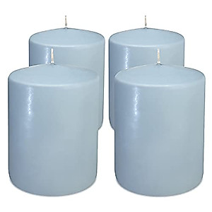 Hyoola Ice Blue Pillar Candles 2 x 3 Inch - 4 Pack Unscented Pillar Candles Bulk - European Made