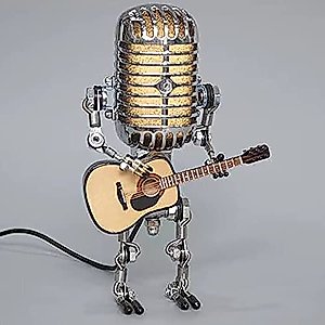 YJYdadaS Desk Lamp,Handmade Vintage Microphone Guitar Robot Table Lamp LED Bulbs Wall Lamp Home Desktop Decoration - Height 8.5 inch,Width 4 inch and Depth 3 inch (with Lamp)