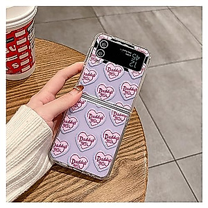 Phone case Pink Clear for Samsung Galaxy Z Flip 3 4 5G Z Flip3 Flip4 Zflip3 Shockproof Cover (Color : A, Size : for Z Flip 3)