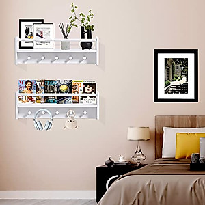 AZSKY White Wall Mounted Nursery Book Shelves Floating Bookshelf for Room Decor 24 Inch Toys and Books Storage Organizer Hanging Wall Shelves a Set of 2