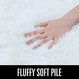 HOMORE Luxury Fluffy Area Rug Modern Shag Rugs for Bedroom Living Room, Super Soft and Comfy Carpet, Cute Carpets for Kids Nursery Girls Home, 4x6 Feet Cream White