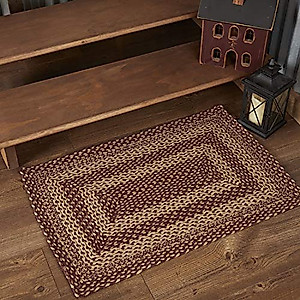 VHC Brands Burgundy Tan Jute Rug Rect w/Pad 20x30 (Rect 24x36)
