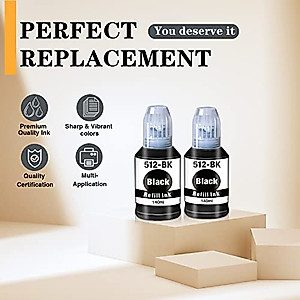 Clorisun Compatible Refill Ink Bottle Replacement for 512 T512 for Expression Premium ET-7700 ET-7750 (Black, 2-Pack)