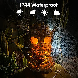 Outdoor Solar Statue Light, Waterproof Flickering Fire Lights Solar Powered Stump Light, Patio Table Tiki Lantern for Home Garden Patio Yard Pathway Decor