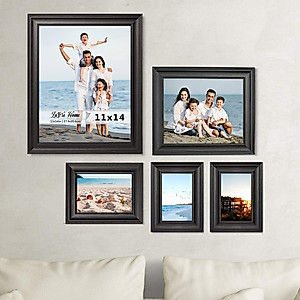 LaVie Home 11x14 Picture Frames (1 Pack, Black) Rustic Photo Frame Set with Tempered Glass for Wall Mount Display