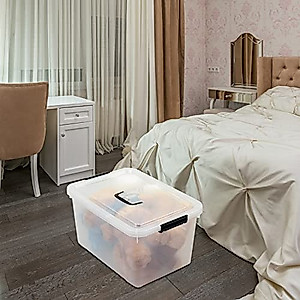 CadineUS 17.5 Liter Clear Boxes, Plastic Storage Bin with Lid Set of 4