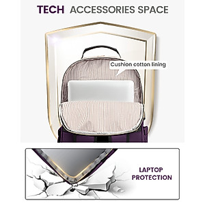 LOVEVOOK Laptop Backpack Purse for Women, Work Travel Computer Bags, College School Backpack for Student Girl, Quilted Casual Daypack with USB Port, Fit 15.6 Inch Laptop, Deep Plum
