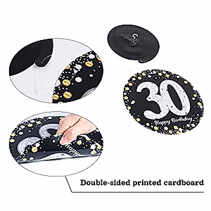 30 Count 30th Birthday Party Decorations, 30th Birthday Party Hanging Swirls Ceiling Decorations with Cutout Shiny Celebration Hanging Streamers Spirals Ornaments for Birthday Party Supplies