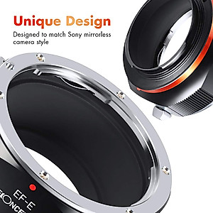K&F Concept Lens Mount Adapter for Canon EF EF-S Lens to Sony Alpha E NEX Mount Mirrorless Cameras, Manual Focus Lens Adapter with Matting Varnish Design, Not Auto-Focus