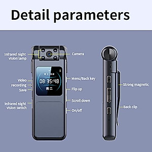 Uxsiya Portable Back Clip Magnetic Camera 16G 1080P HD Sports Cameras with 180 Degree Rotating Lens